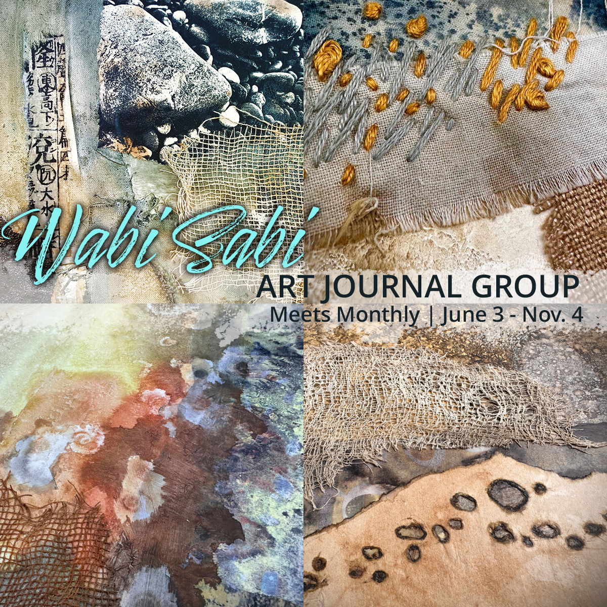 Wabi Sabi Art Journal Group - Mixed Media Art Zoom Classes for Adults